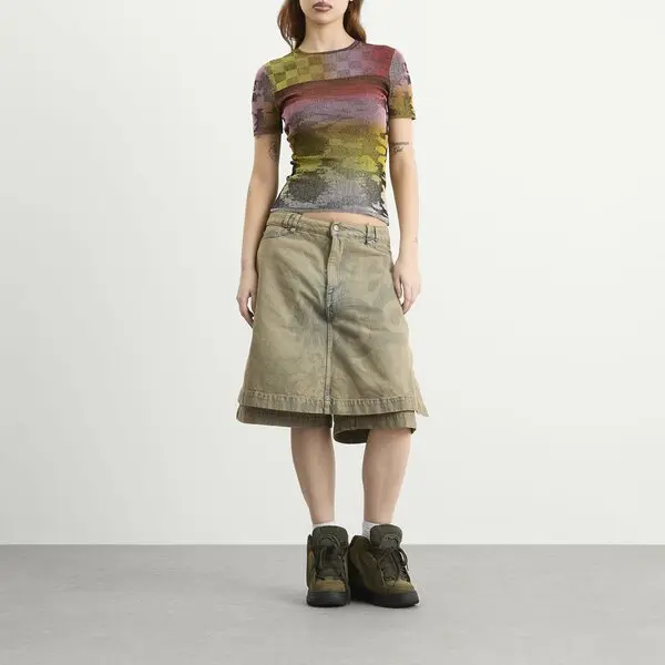 PAOLINA RUSSO Illusion Knit Cap Sleeve T-shirt