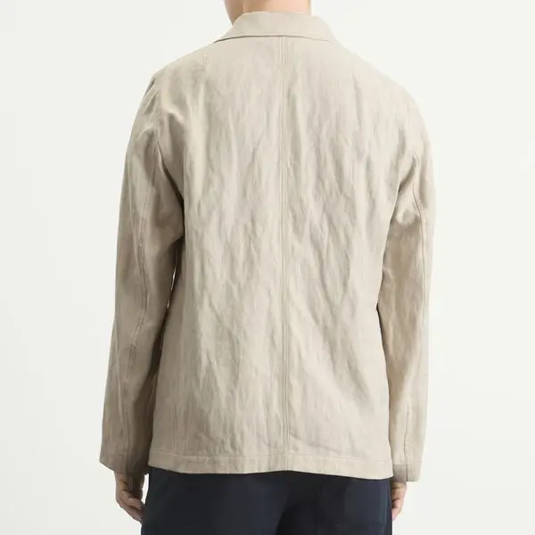 Dries Van Noten Herringbone Cotton Linen Chore Jacket