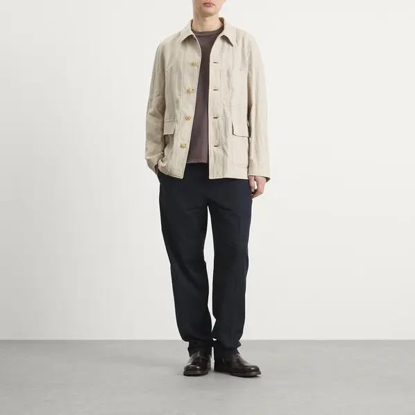 Dries Van Noten Herringbone Cotton Linen Chore Jacket