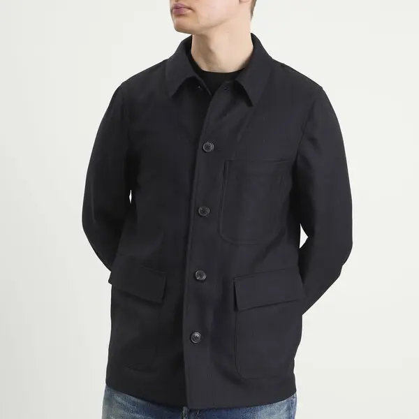 Dries Van Noten Pinstripe Worsted Wool Jacket - Navy
