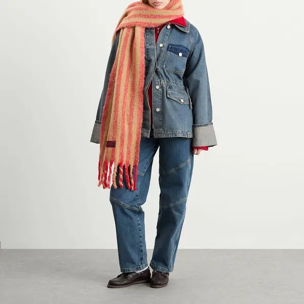 DAMSON MADDER Brushed Oversize Stripe Scarf - Multi