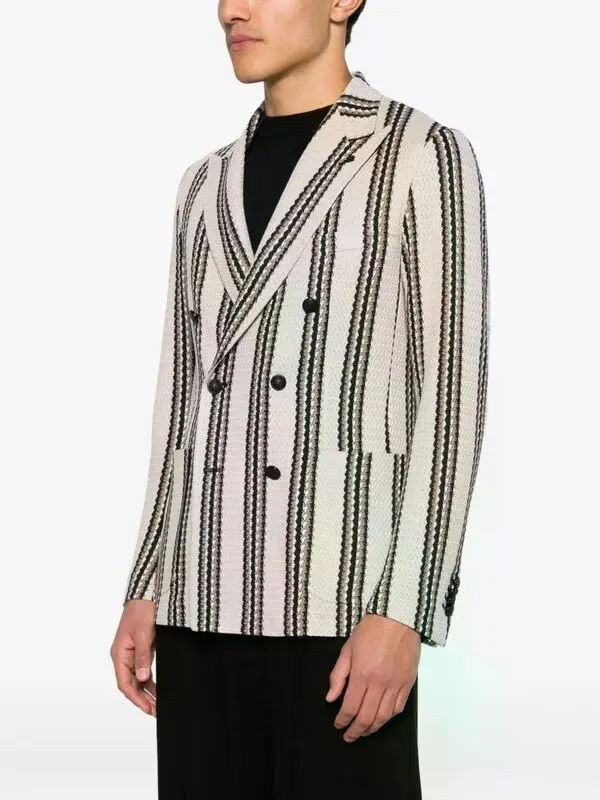 Tagliatore Double-breasted Striped Blazer - Neutrals