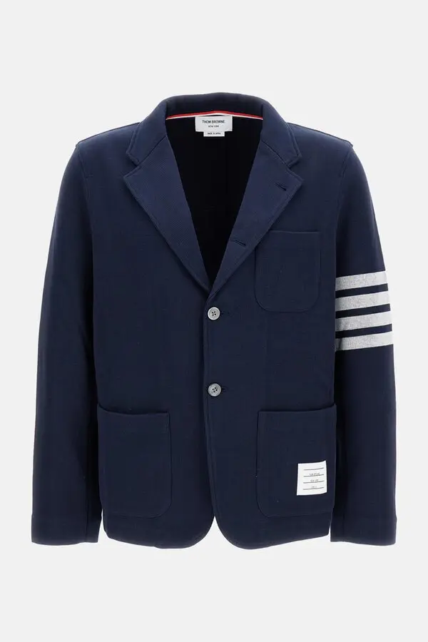 Thom Browne Sack Jacket In Double Face Knit - Blue