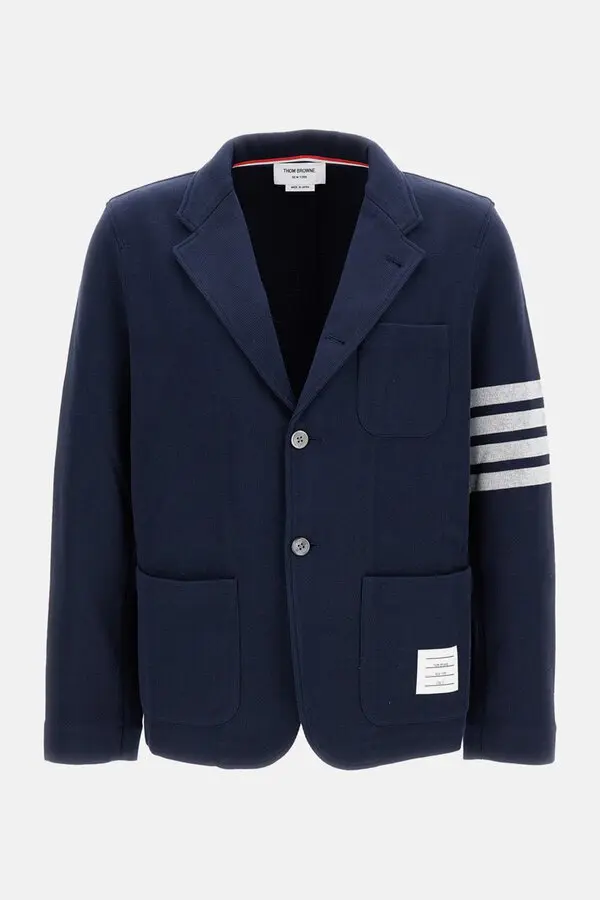 Thom Browne Sack Jacket In Double Face Knit - Blue
