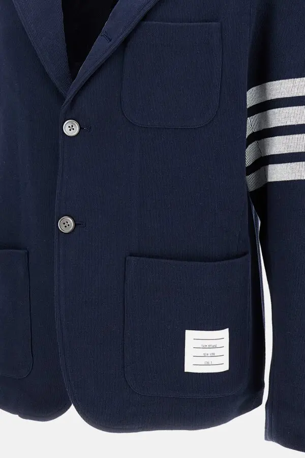 Thom Browne Sack Jacket In Double Face Knit - Blue