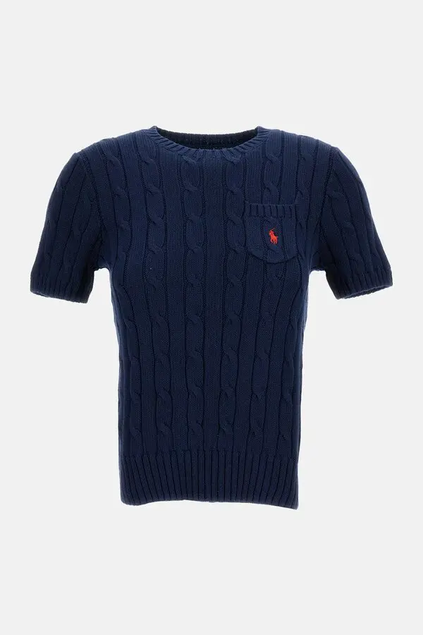 Polo Ralph Lauren Cotton Cable-knit Short-sleeve Sweater - Blu
