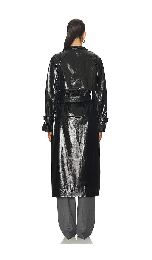 Rue Sophie Hyde Faux Leather Trench Coat With Buckle Details