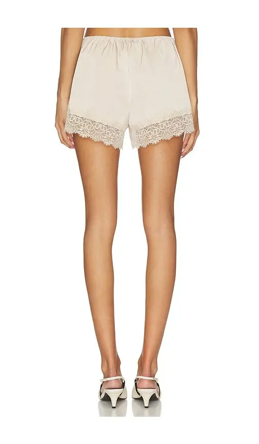 MORE TO COME Hartley Satin Lace Trim Shorts - Ivory