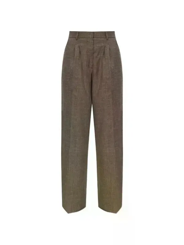 Officine Générale Pleated Wide-leg Trousers - Brown