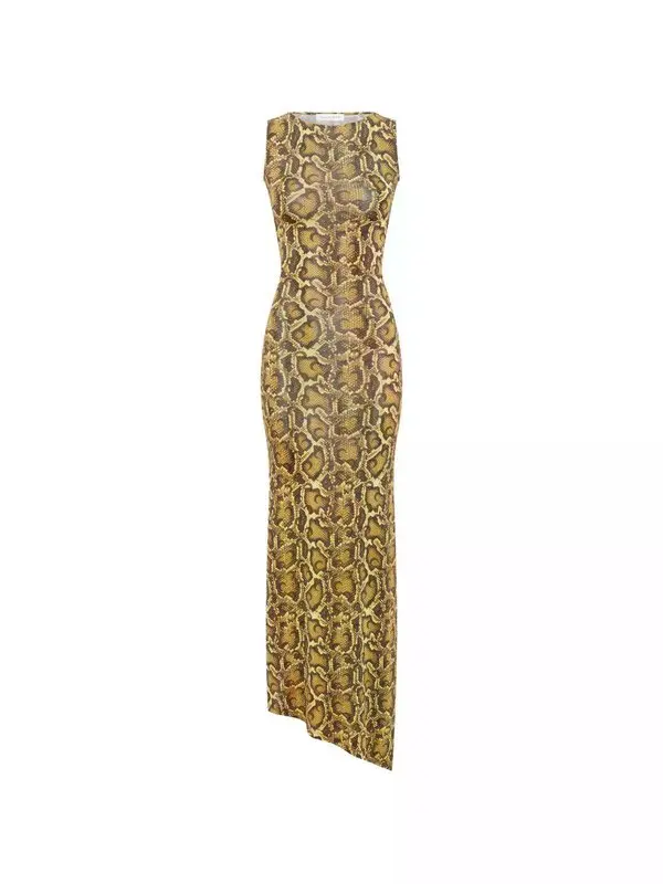 MARINE SERRE Python-print Asymmetrical Dress