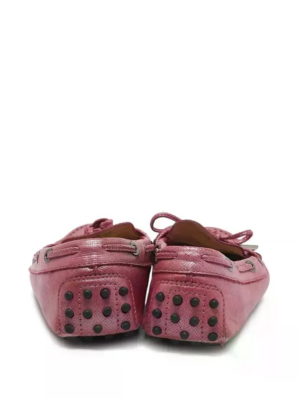 TOD'S Bow-detail Pebbled Loafers - Pink