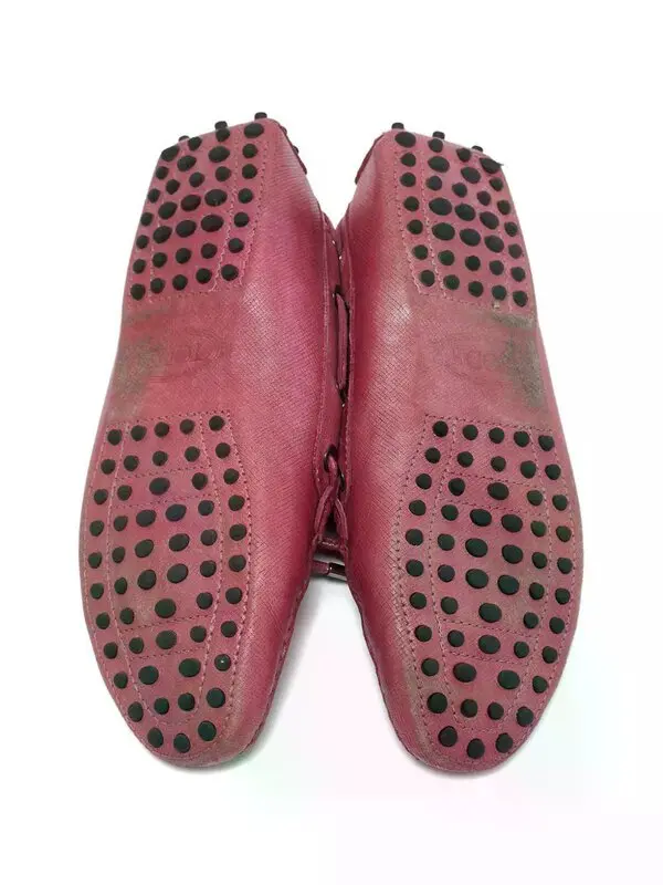 TOD'S Bow-detail Pebbled Loafers - Pink