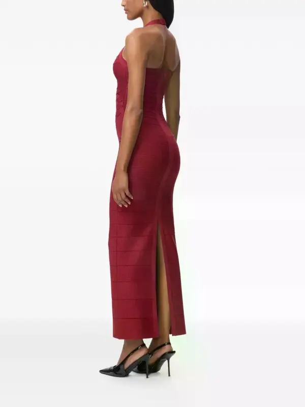 Herve Leger Criss-cross Halterneck Dress - Red