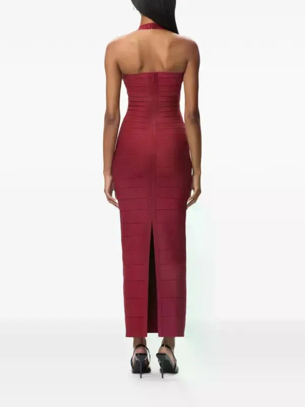 Herve Leger Criss-cross Halterneck Dress - Red
