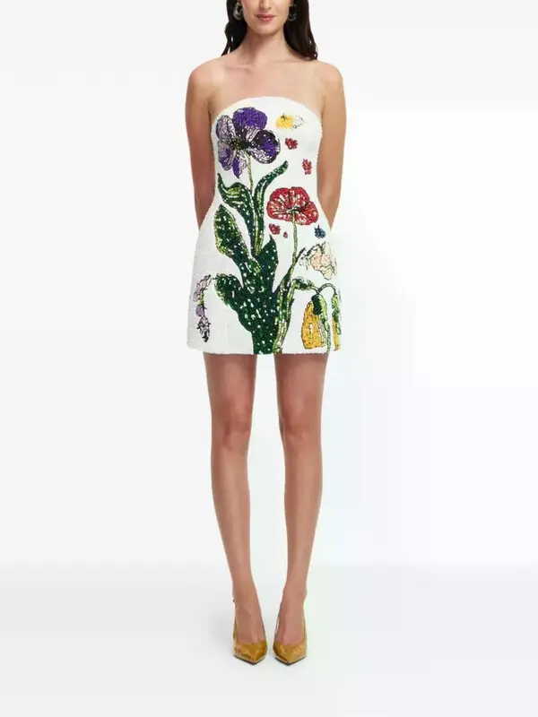 LEO LIN Floral Strapless Mini Dress