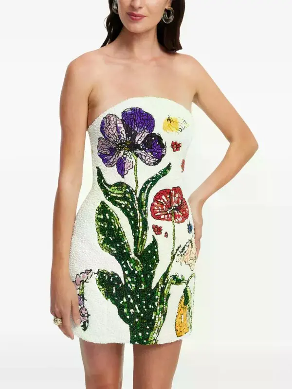 LEO LIN Floral Strapless Mini Dress
