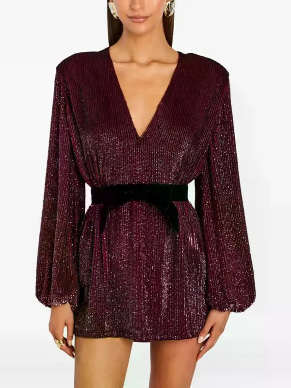Retrofete Sequin V-neck Mini Dress