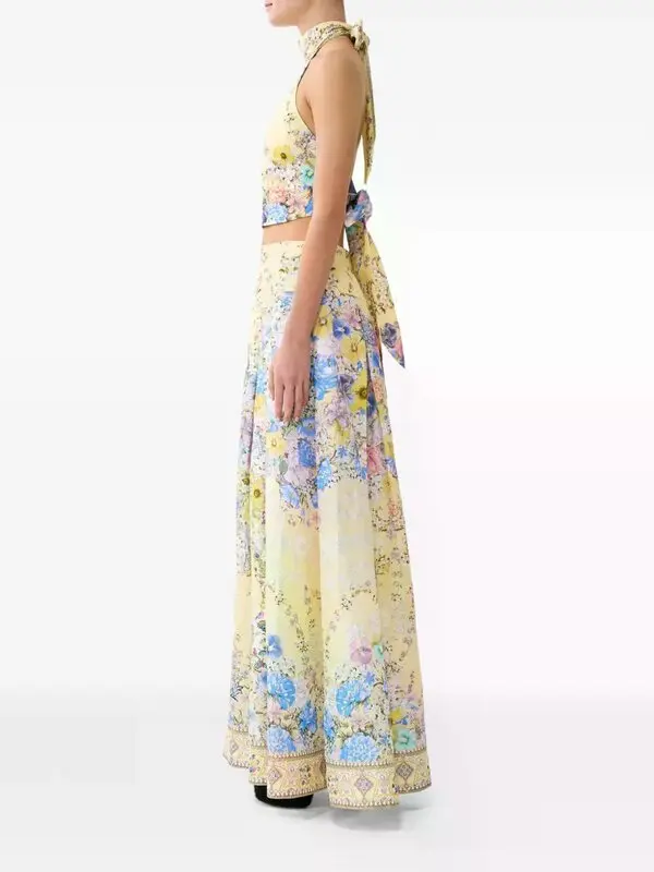 Camilla Floral Halterneck Top - Yellow