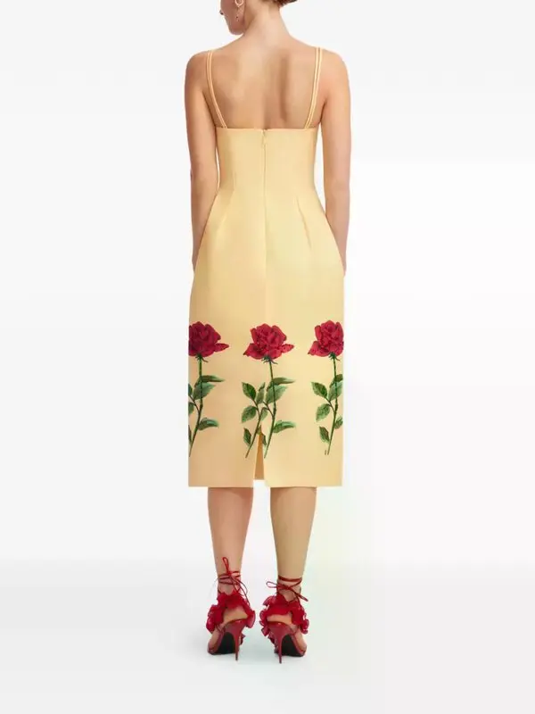 LEO LIN Floral-embellishment Midi Dress - Neutrals