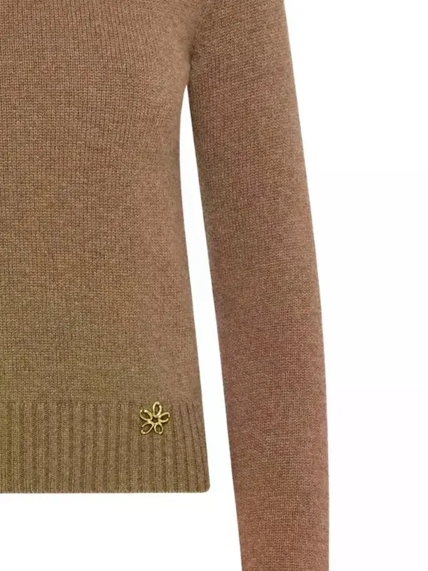 Oscar De La Renta Flower Appliqué Pullover