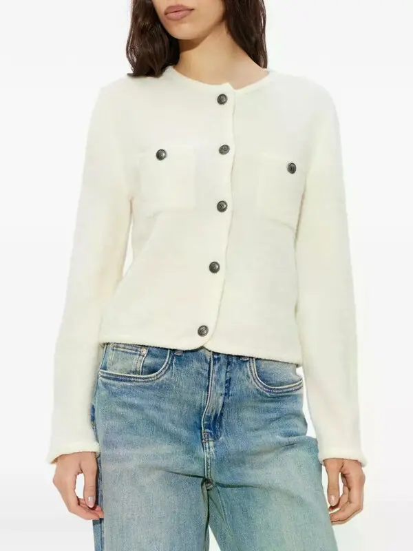 GESTUZ Buttoned Textured Cardigan - Neutrals