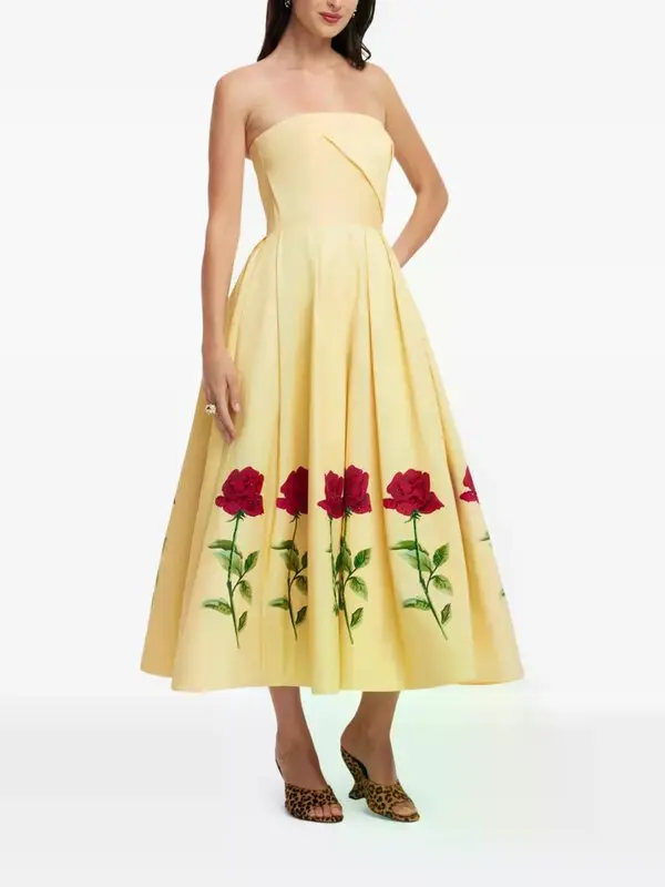 leo lin yellow dress - Grace Flutter Sleeve Midi The design is artfully adorned with 3D rose straps that include a delicate trail Introducing: LEO LIN | Bloomingdale's