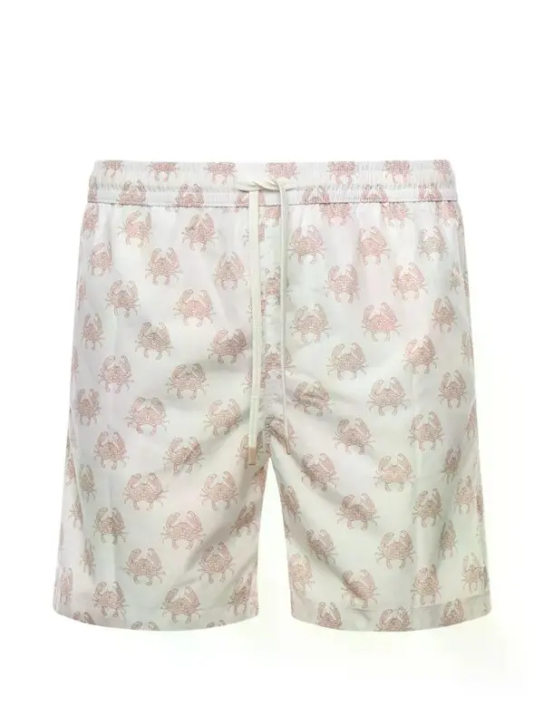Eleventy Crab-print Swim Shorts - Neutrals