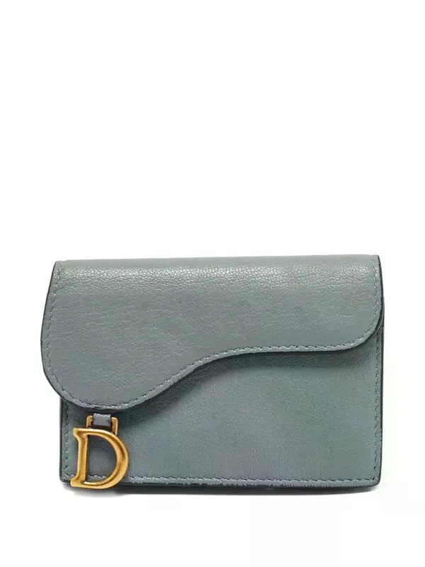 Dior 2020 Saddle Leather Card Holder - Blue
