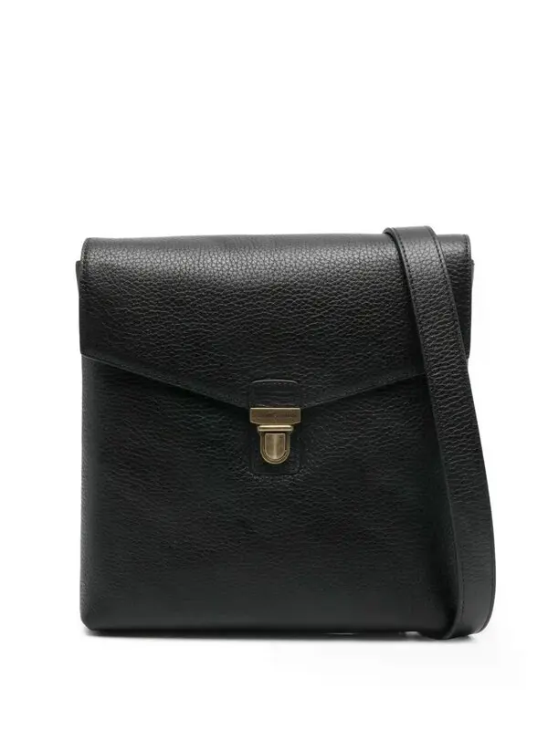 Emporio Armani Grained Leather Messenger Bag - Black