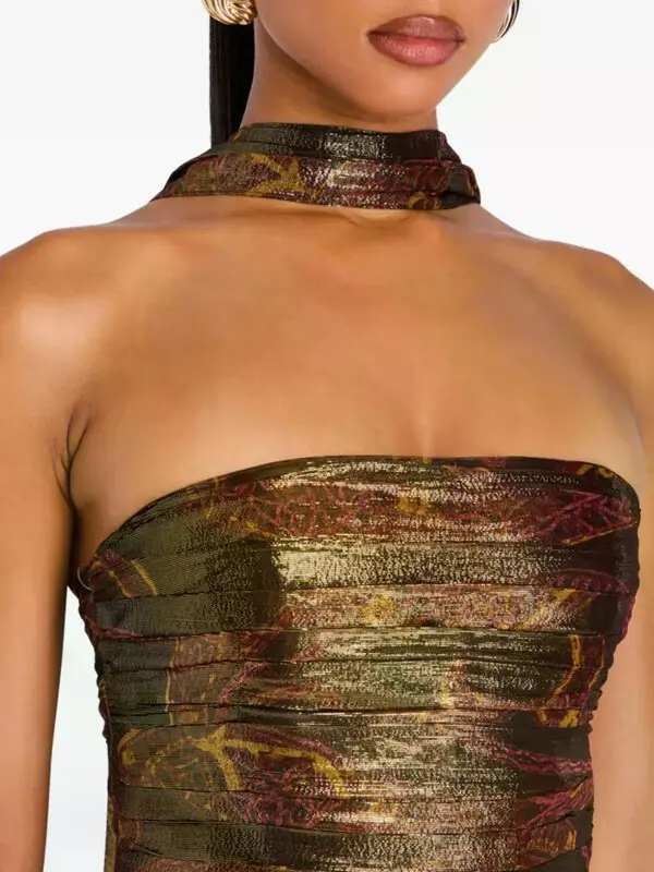 Retrofete Metallic Strapless Gown with Choker - Gold