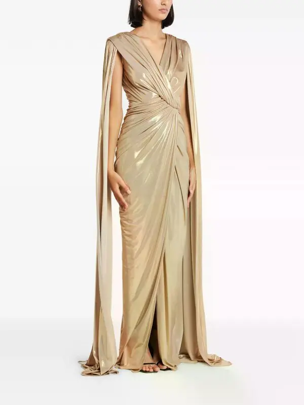 RHEA COSTA Draped Long Sleeve Dress