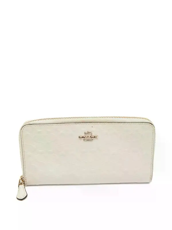 COACH® Embossed Patent-leather Zip Wallet - White