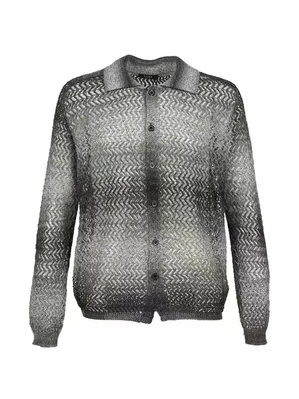 TAAKK Polo-collar Openwork Cardigan