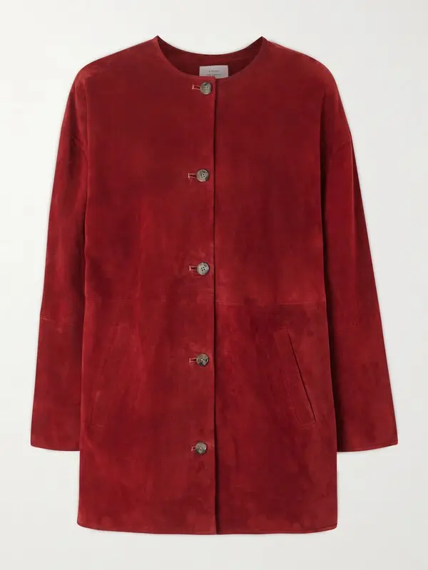 Loulou De Saison Waren Paneled Suede Jacket - Red