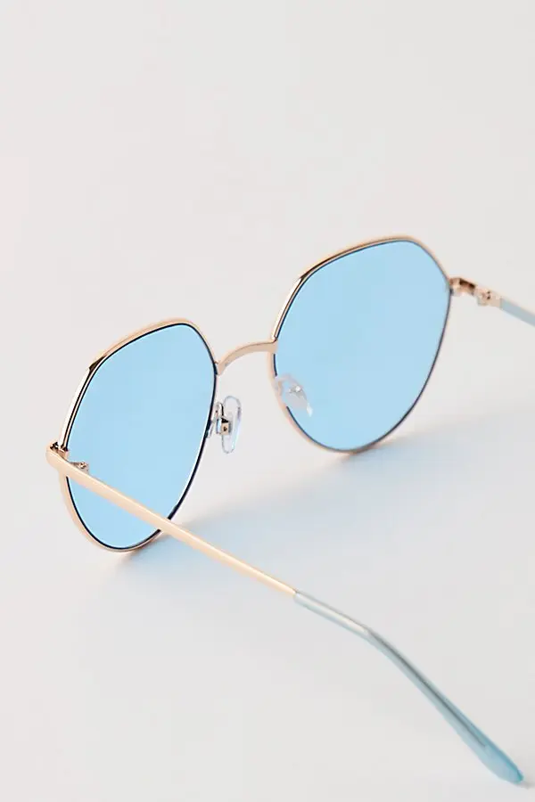 Free People Misty Classic Round Sunglasses - Gold/cornflower