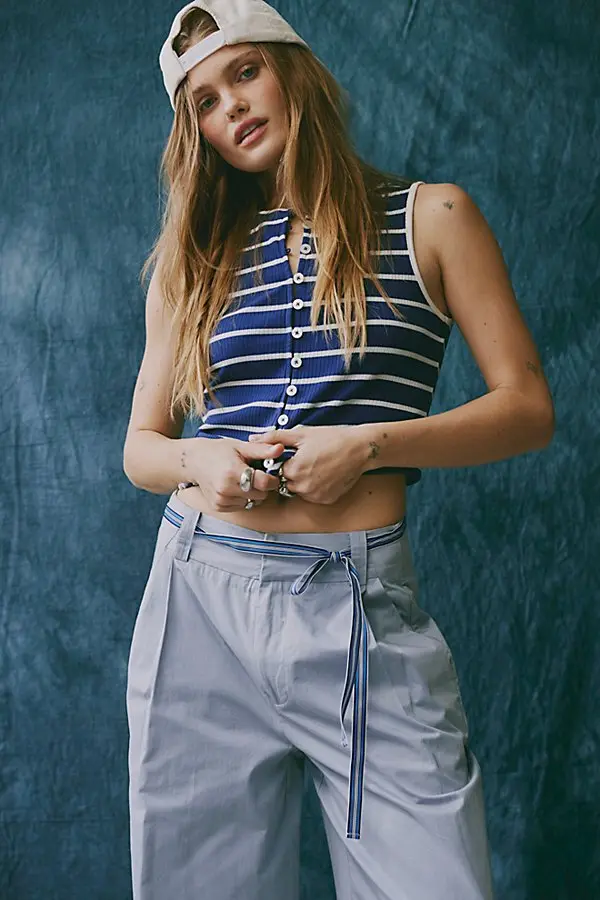 Free People Tilly Striped Vest - Navy Combo