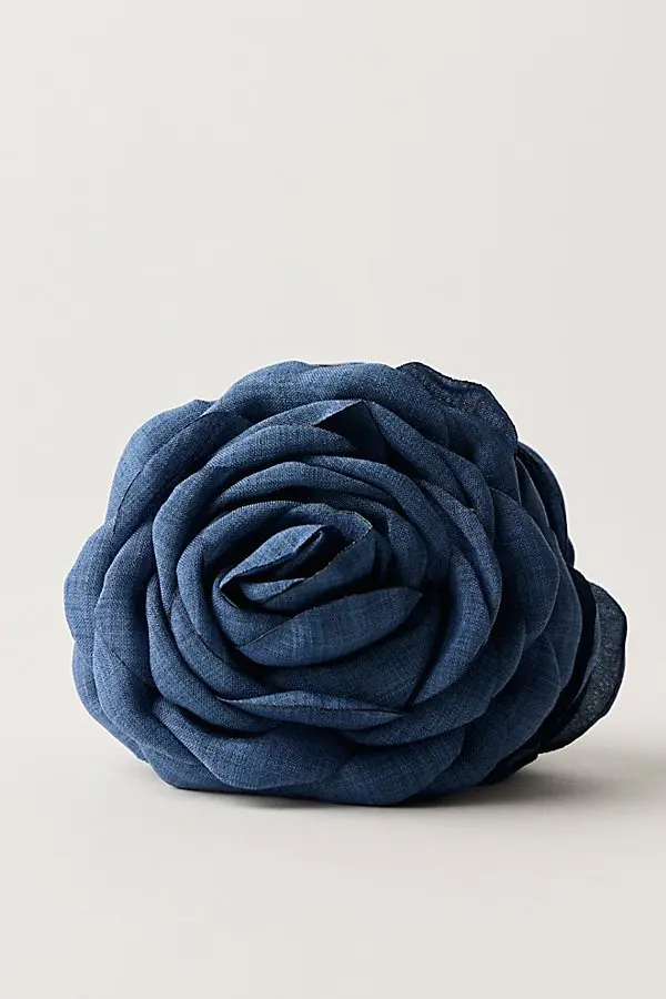 Free People Belle Rosette Claw Clip - Denim Blue