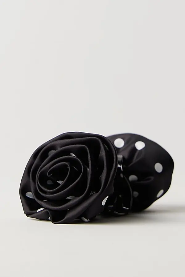 Free People Grand Gesture Floral Clip - Black And White Polka Dots