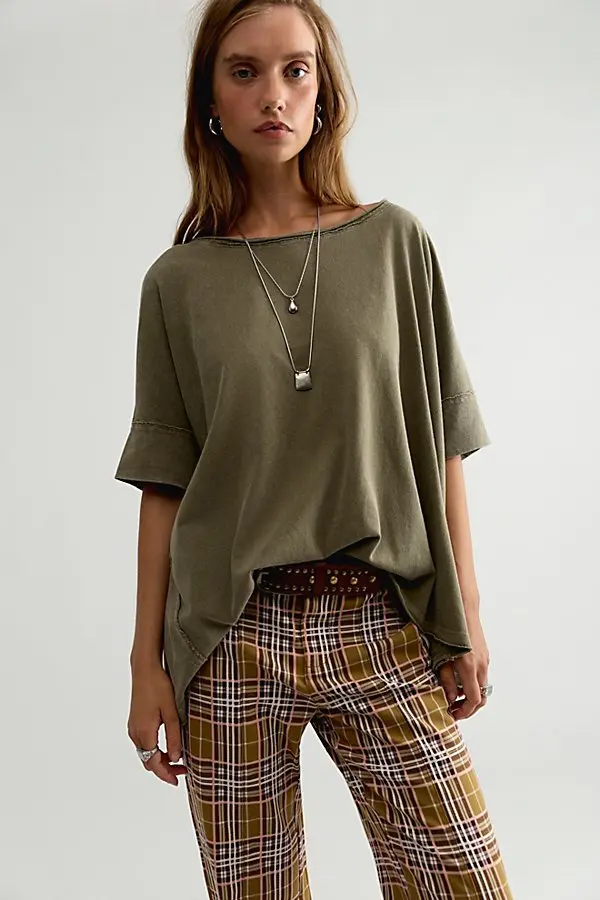 Free People We The Free Rex Oversized Cotton Tee - Weeping Willow