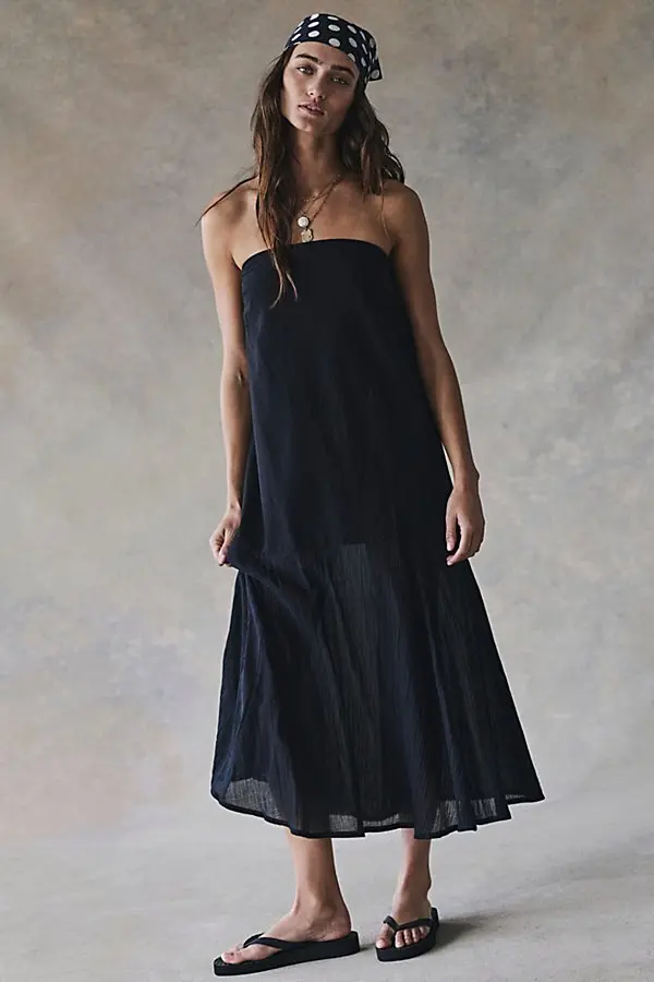 Free People Sabeen Tube Midi Dress - Black