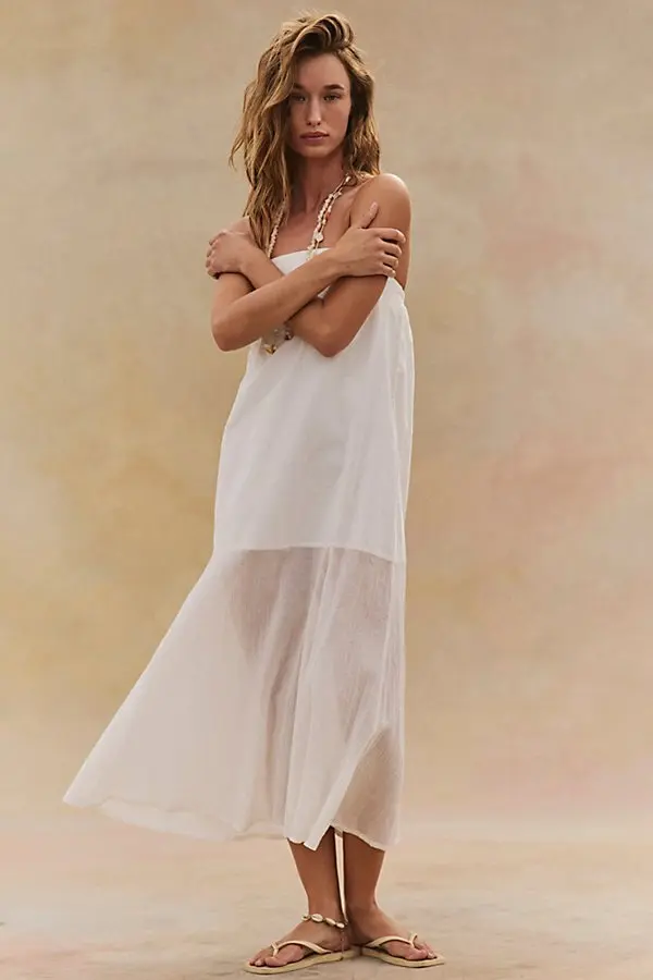 Free People Sabeen Tube Midi Dress - Clean Ivory