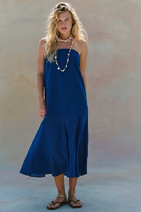Free People Sabeen Tube Midi Dress - Posedion