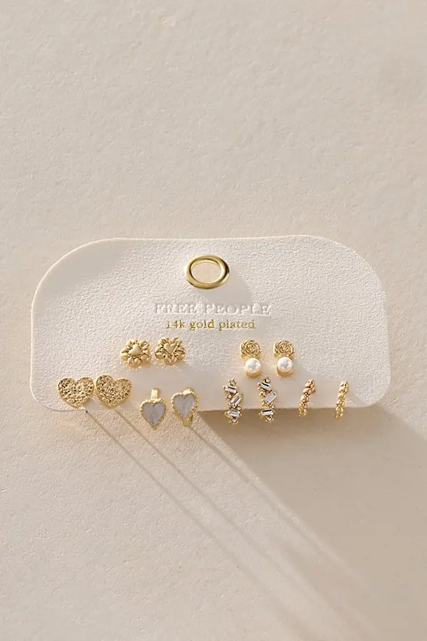 Free People 14k -plated Stud Earring Set - Gold