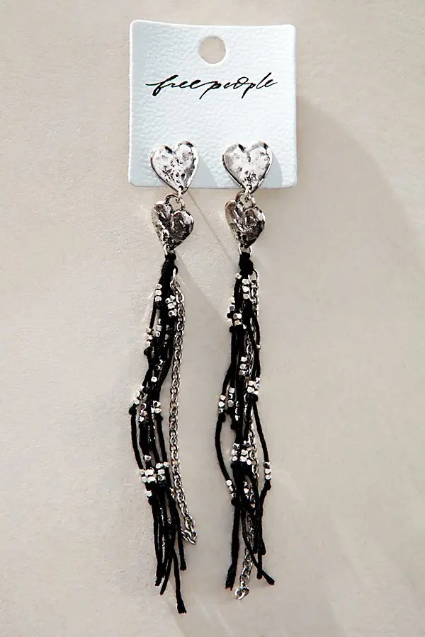 Free People Candy Hearts Dangle Earrings - Silver/black