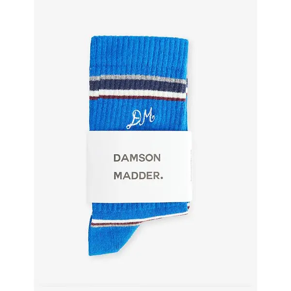 DAMSON MADDER Striped Cotton-blend Calf-length Socks - Blue