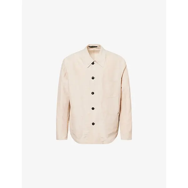 Giorgio Armani Relaxed-fit Spread-collar Woven Jacket - String