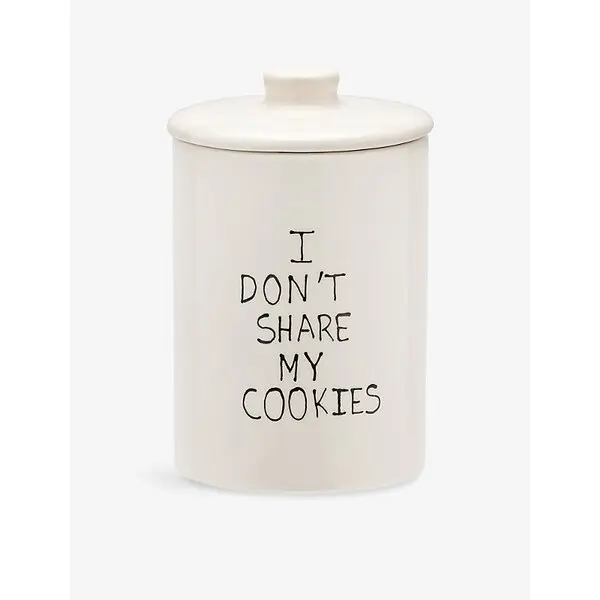 ANNA + NINA I Don't Share Earthenware Cookie Jar - White