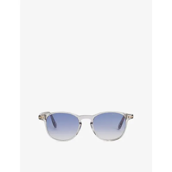 TOM FORD Round-frame Acetate Sunglasses - Grey/other/ Grad Blue