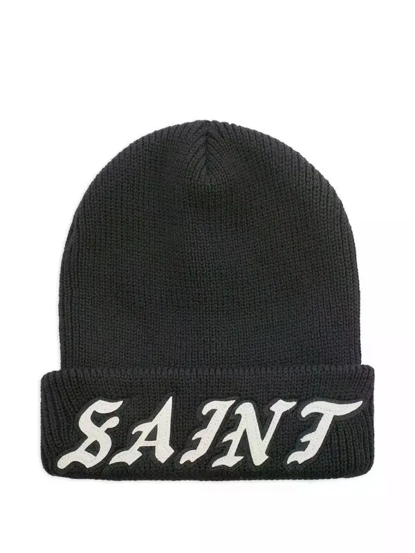 SAINT MXXXXXX Logo-appliqué Beanie - Black