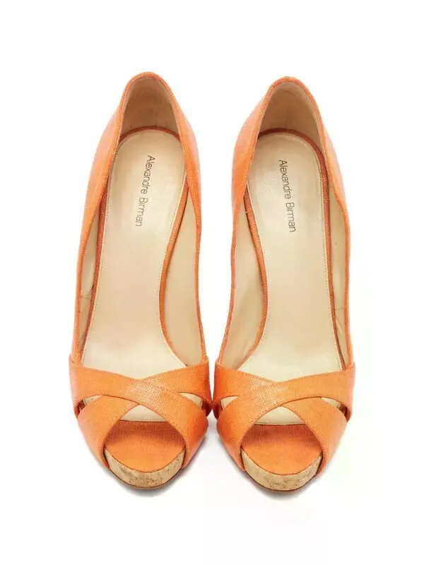 ALEXANDRE BIRMAN Raffia Peep-toe Pumps
